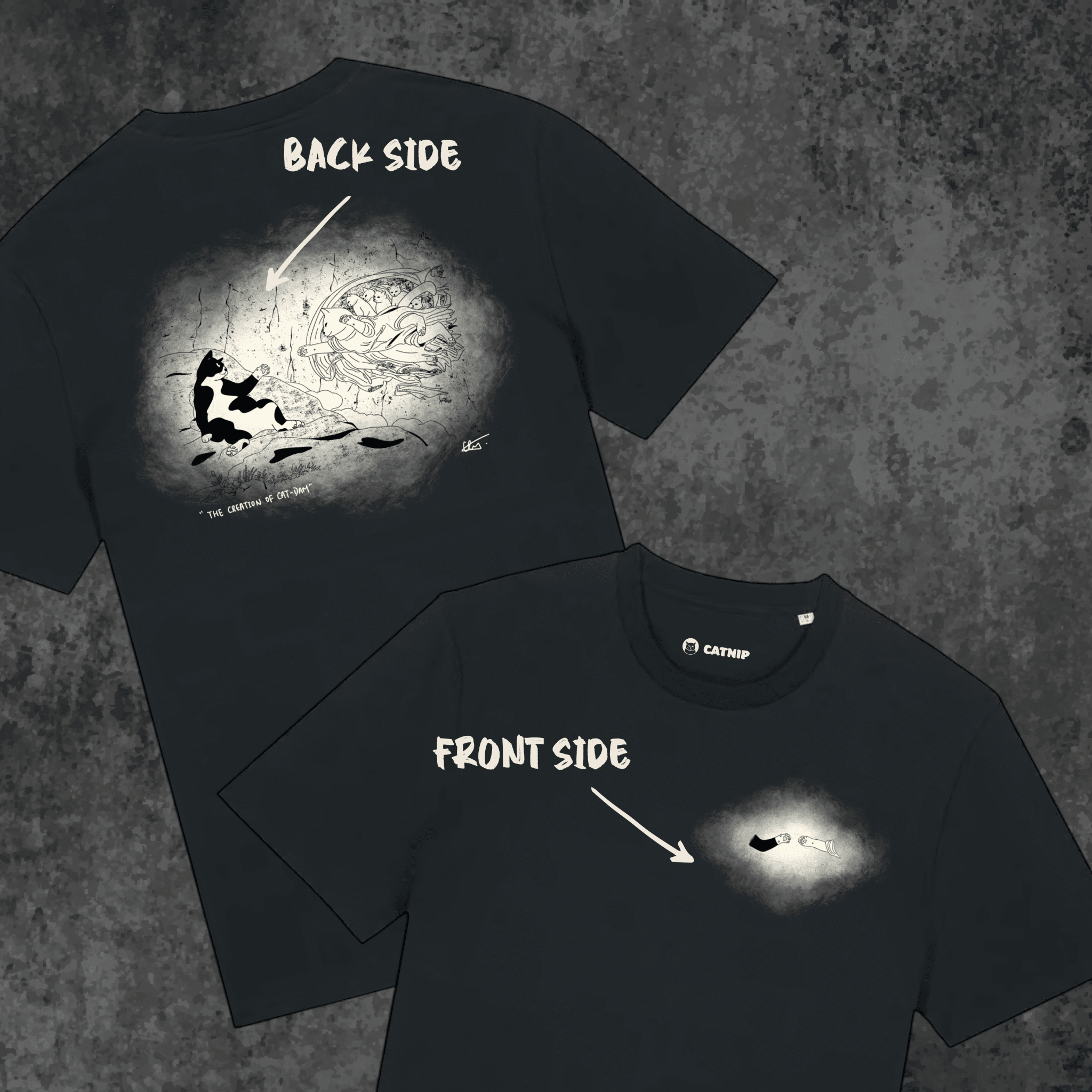 "The Creation of Cat-dam" - Unisex shortsleeve cat T-shirt – Catnip